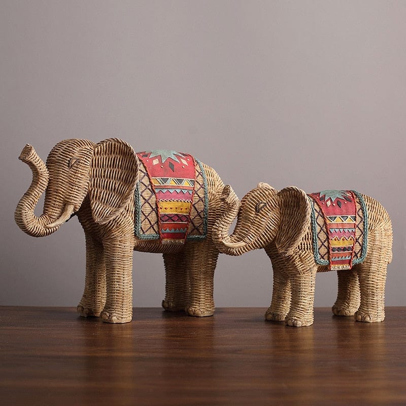 Elephant Rattan Statue - Blackbrdstore