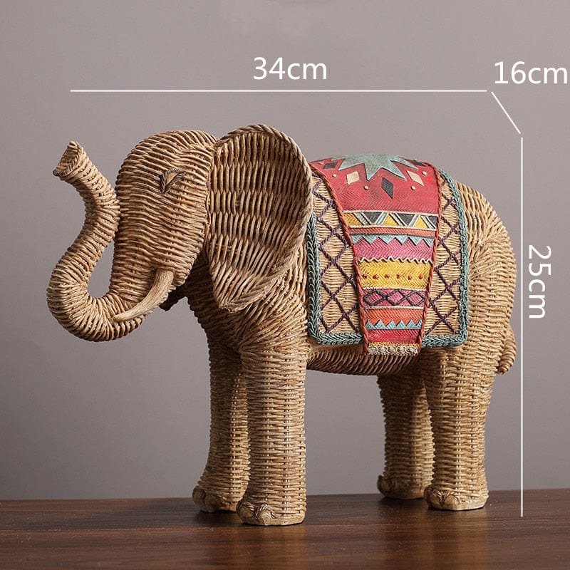 Elephant Rattan Statue - Blackbrdstore