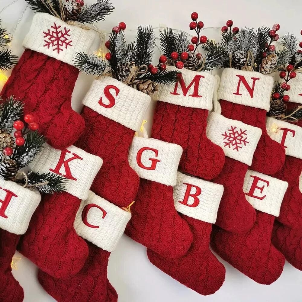 Knitted Christmas Alphabet Letters Socks - Blackbrdstore