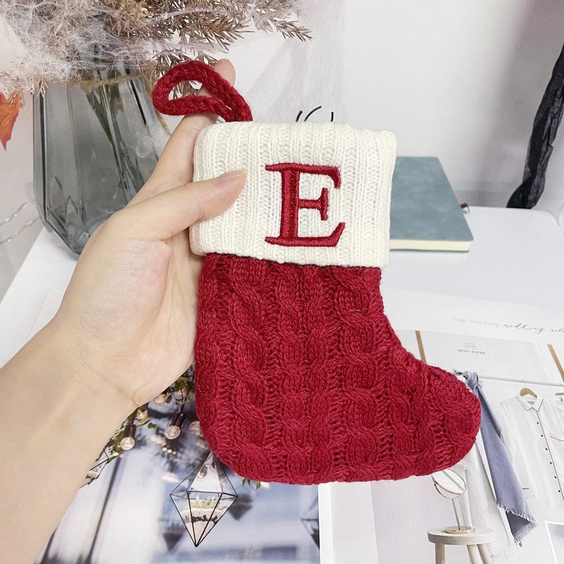 Knitted Christmas Alphabet Letters Socks - Blackbrdstore