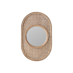 Vintage Oval Rattan Mirror