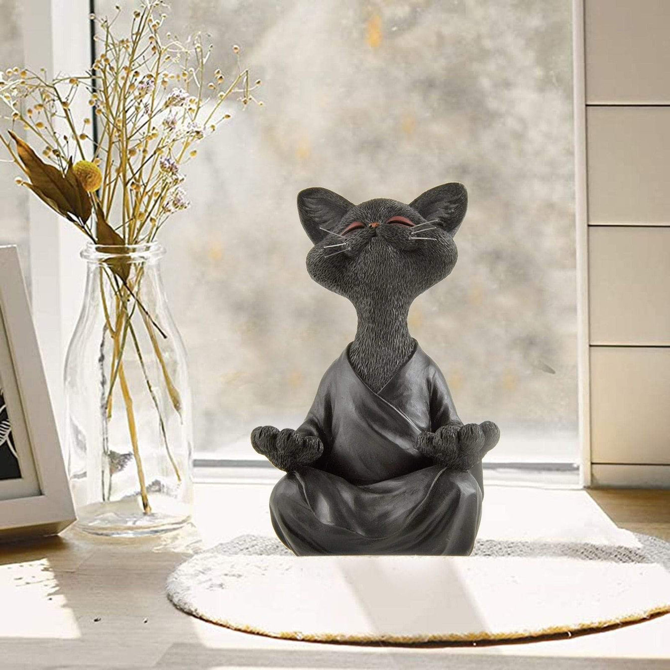 Zen Meditating Buddha Cat Figurine - Blackbrdstore